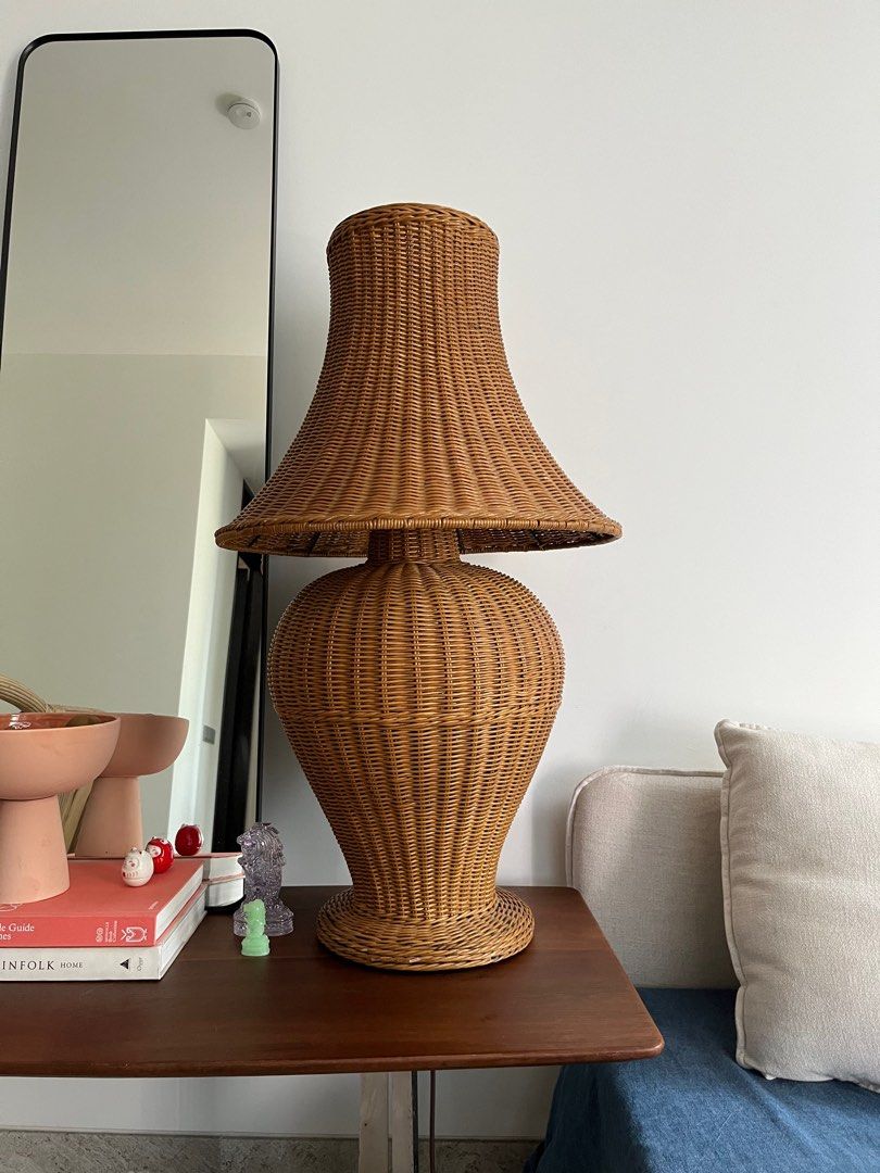 Rattan big table lamp, Furniture & Home Living, Lighting & Fans ...