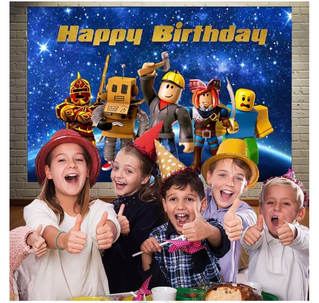 Roblox Birthday Party Fabric Backdrop, Hobbies & Toys, Stationery ...