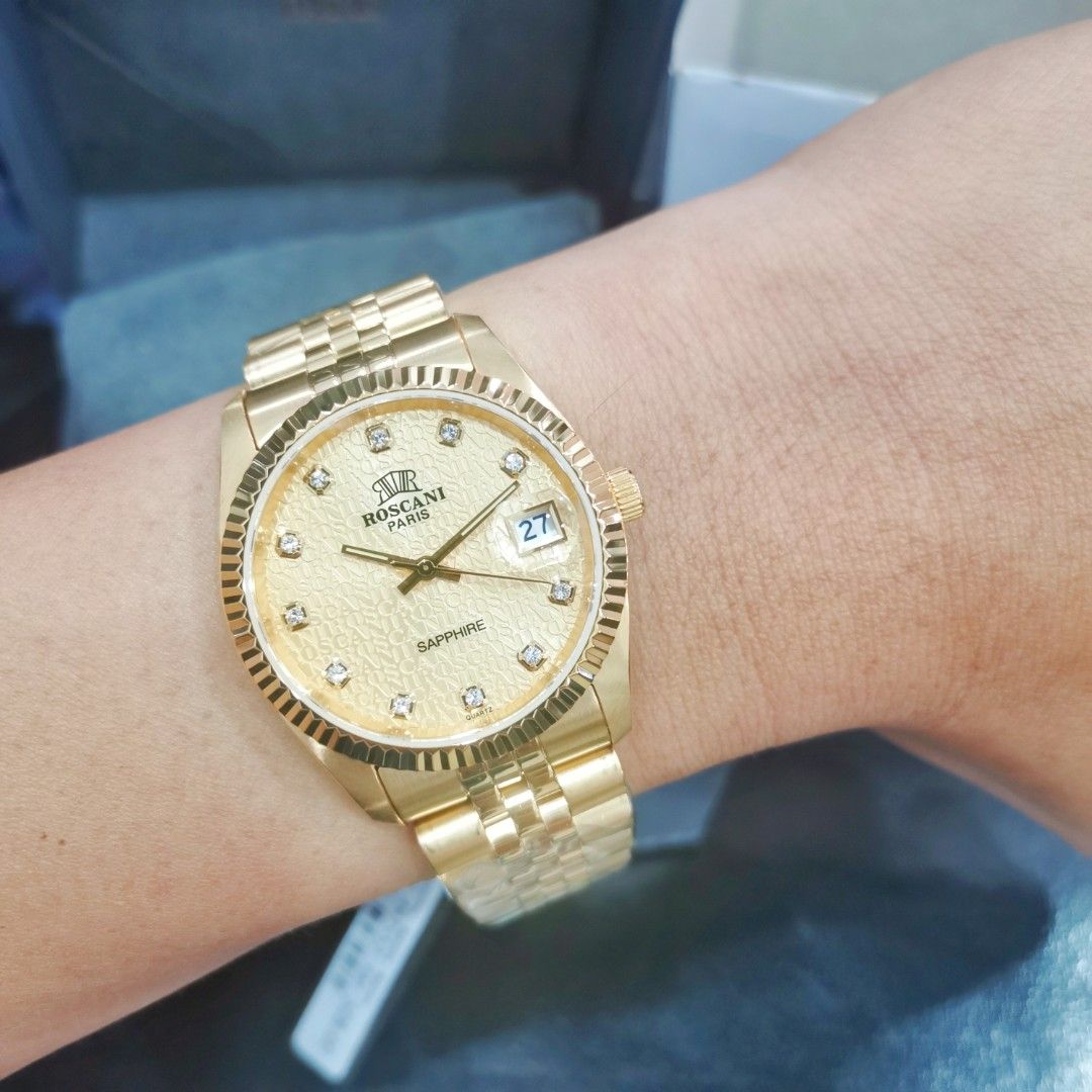 Roscani Gold Men Watch Sapphire Stainless Steel, Men's Fashion, Watches ...