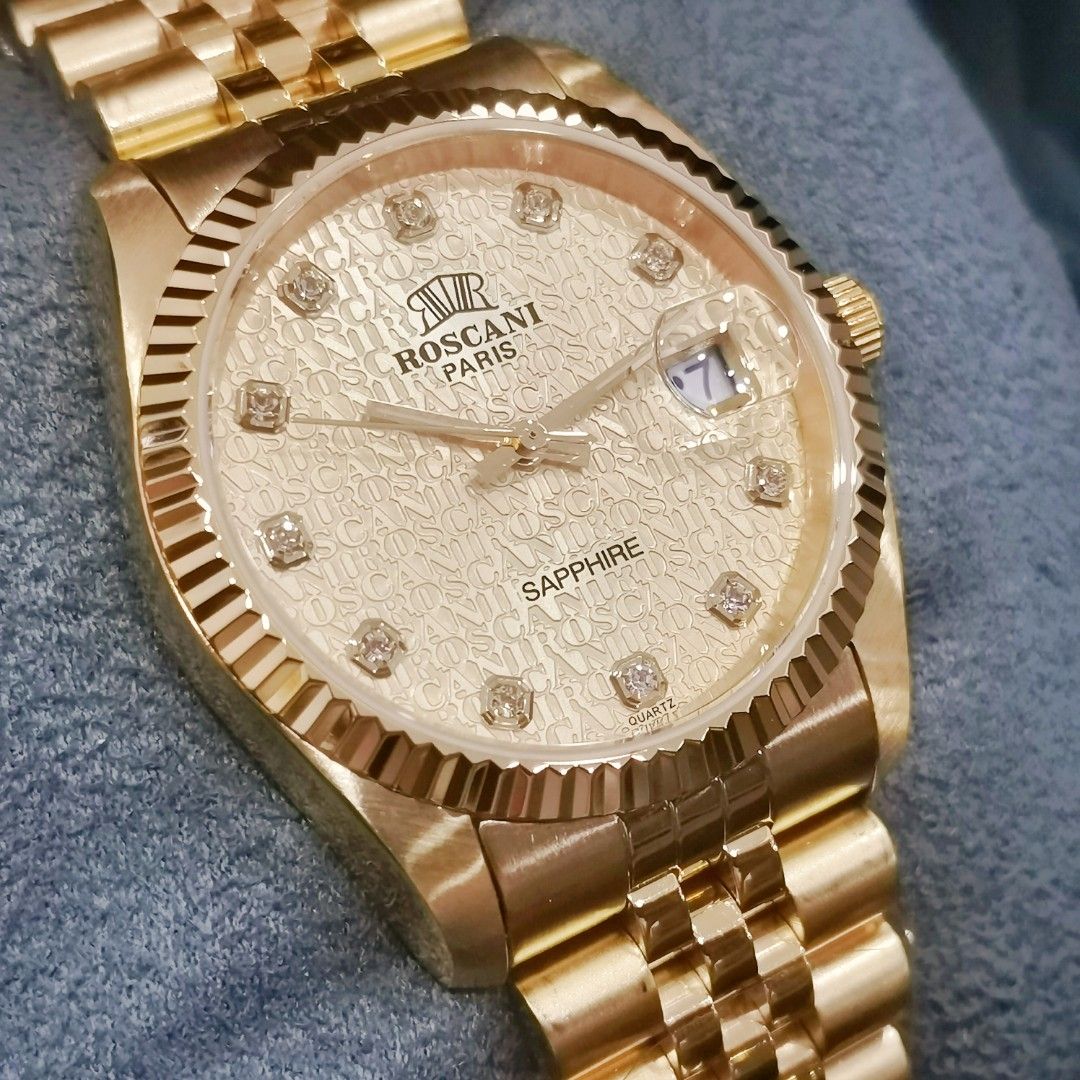 Roscani Gold Men Watch Sapphire Stainless Steel, Men's Fashion, Watches ...