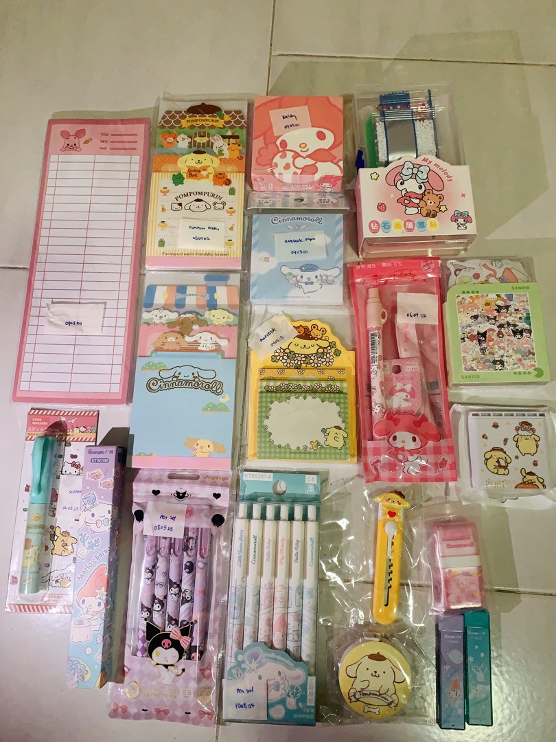 Sanrio character stationary pen memo pad cutter sticker measuring tape ...