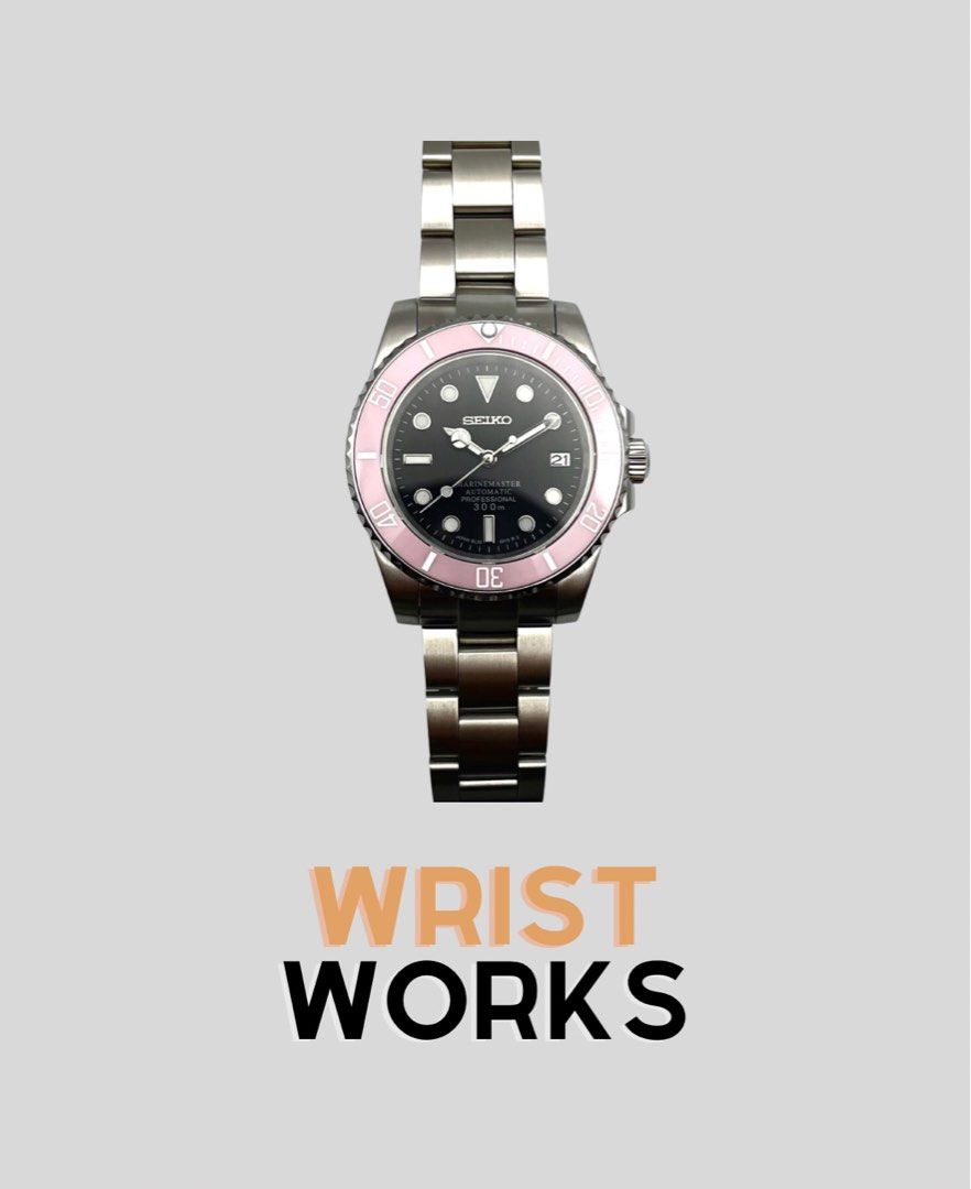 SEIKO MOD SUBMARINER PINK BLOSSOM 40MM, Men's Fashion, Watches ...