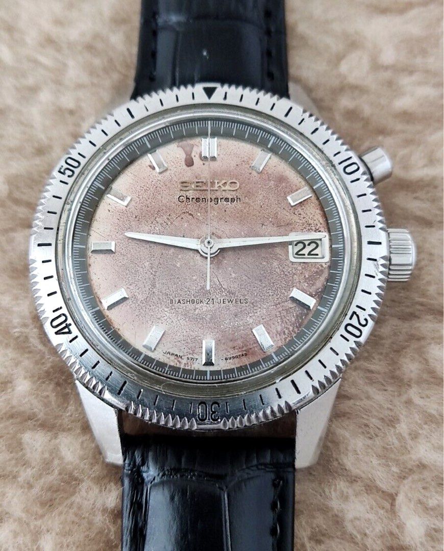 SEIKO Monopusher 5717-8990 CHRONOGRAPH Steel MANUAL Wind 37.5mm MENS ...