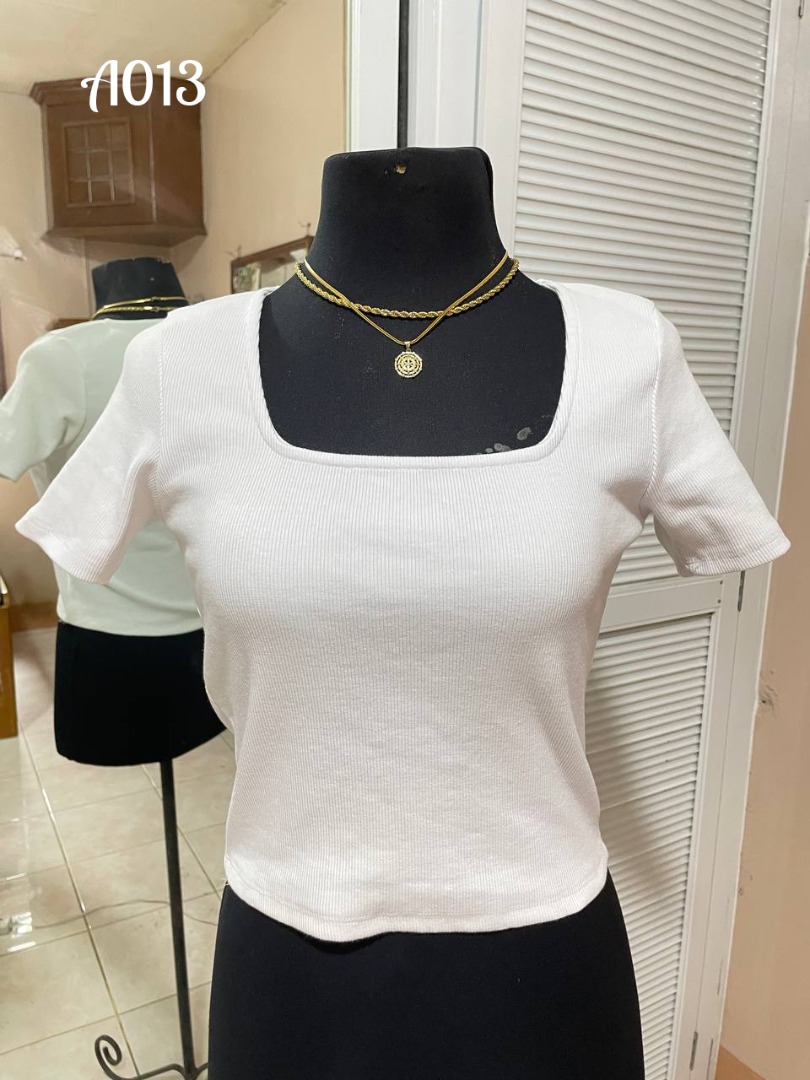 Square Neck White Tops, Women's Fashion, Tops, Blouses on Carousell