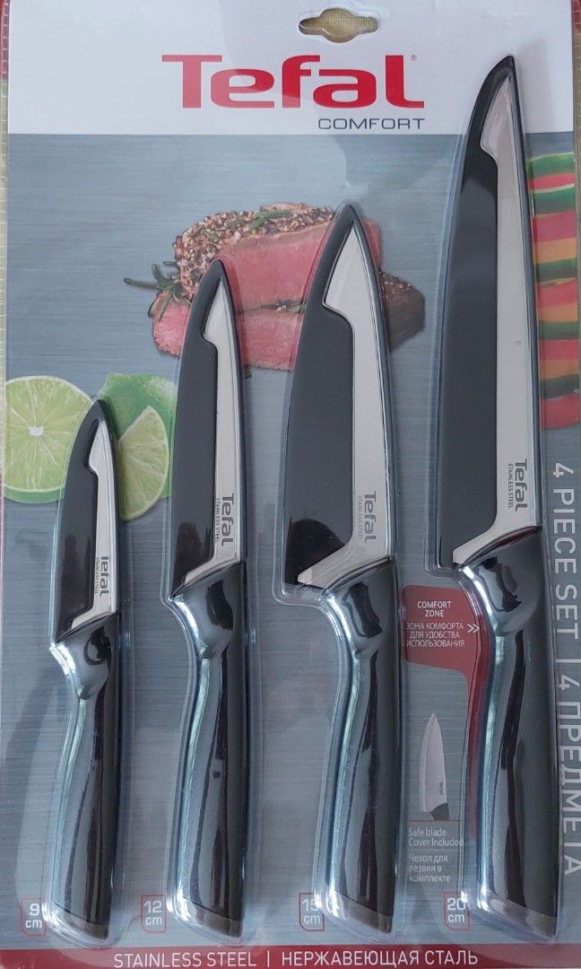 Tefal comfort 4 pcs stainless steel knife set, Furniture & Home Living ...