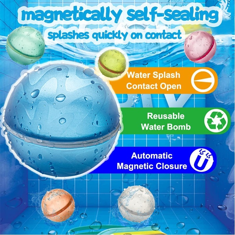 Water Ball Automatic Refill Balloon Capsule Magnetic Self-Sealing Water ...