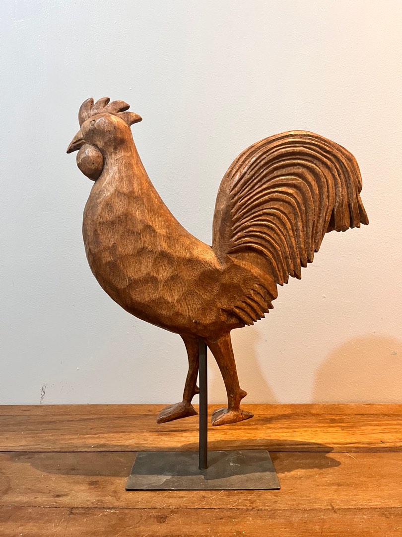 Wooden Rooster Decor on Carousell