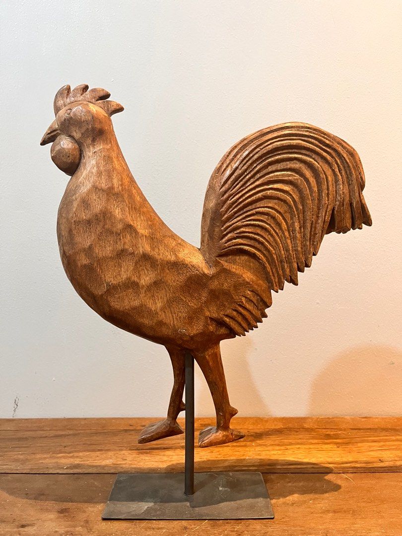 Wooden Rooster Decor on Carousell