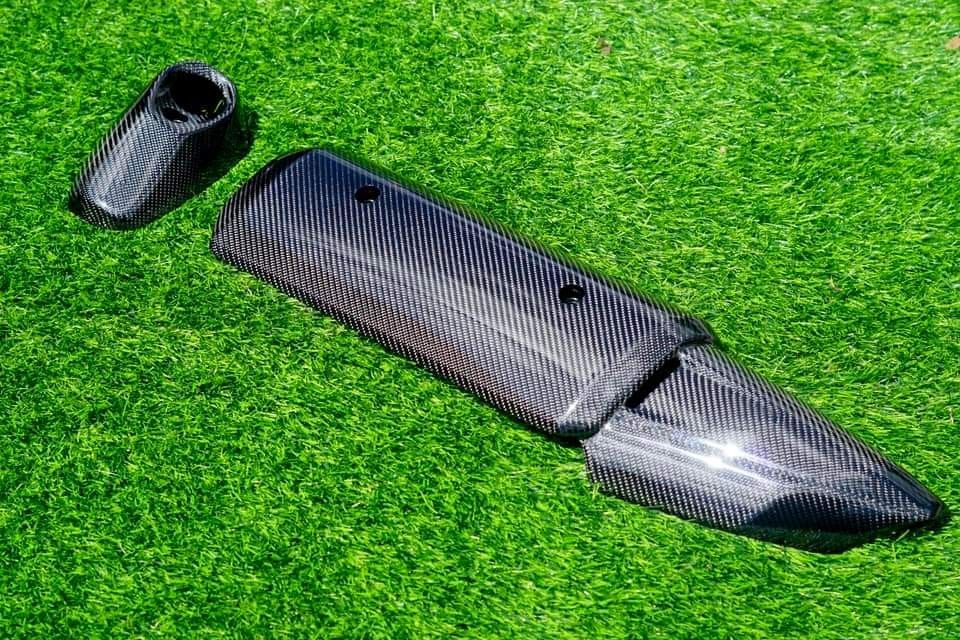 Xmax V1&V2 Carbon Exhaust cover, Motorcycles, Motorcycle Accessories on ...