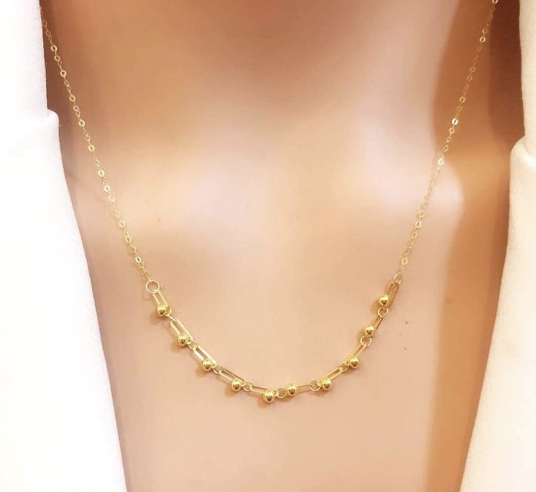 18k Saudi Gold Balls & Chains Center Necklace on Carousell