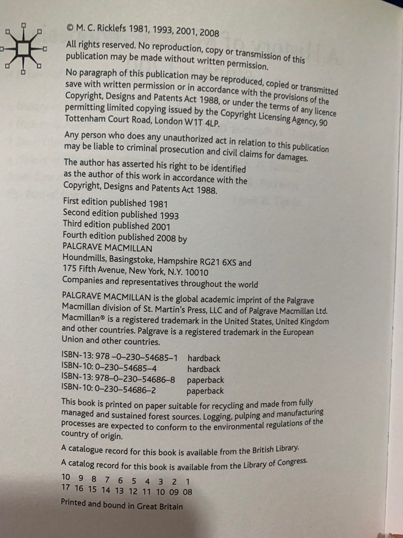 A History Of Modern Indonesia, M.C Ricklefs RM40, post add RM10 ...