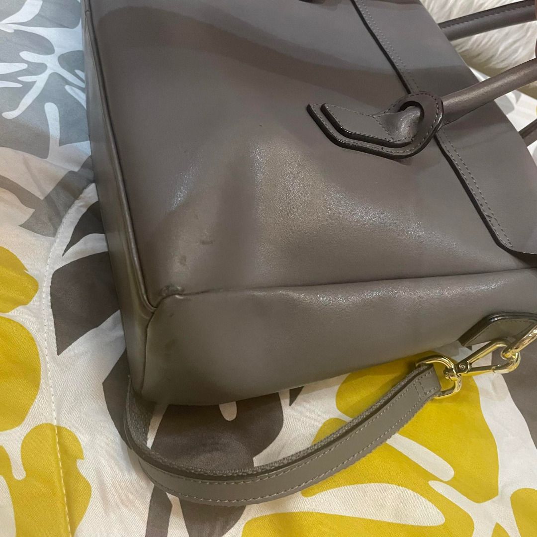 AUTHENTIC Bella Stella two-way gray leather handbag shoulder bag with ...