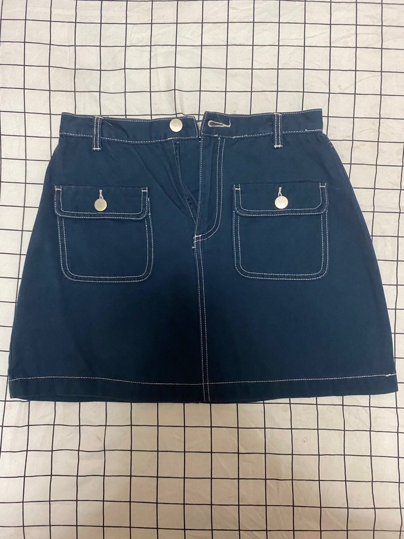 Bench a line contrast stitch denim mini skirt, Women's Fashion, Bottoms ...