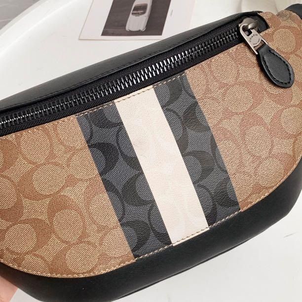 Coach Warren Belt Bag In Signature Canvas With Varsity Stripe (Men ...