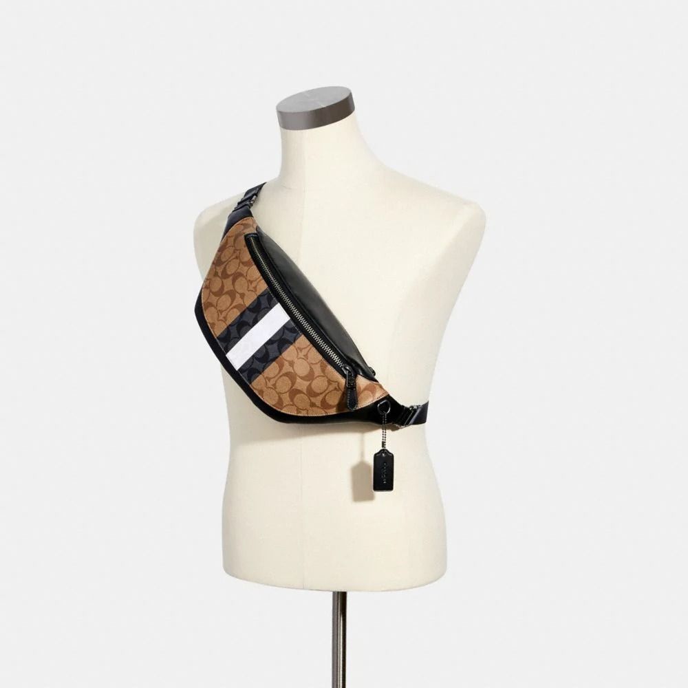 Coach Warren Belt Bag In Signature Canvas With Varsity Stripe (Men ...