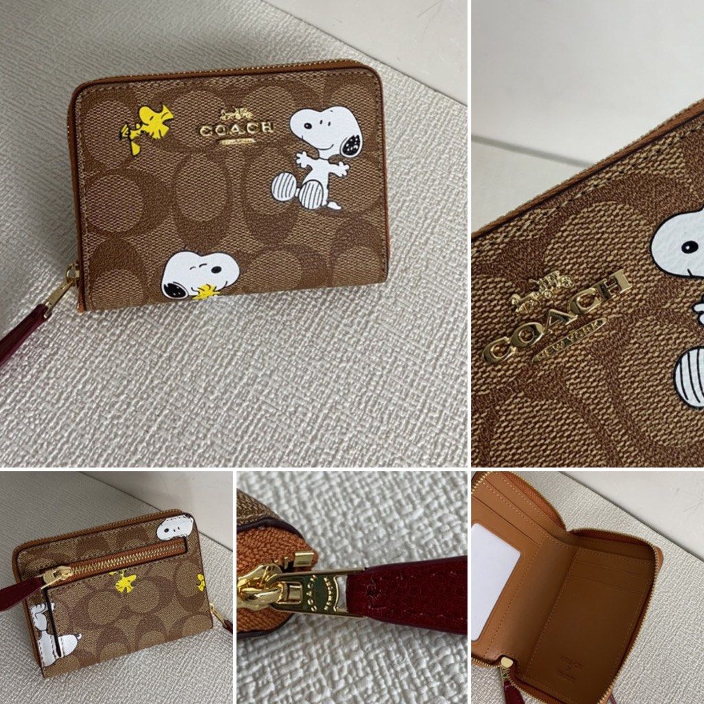 Coach x Peanuts Snoopy Small Zip Around Wallet (CE708), Women's Fashion ...