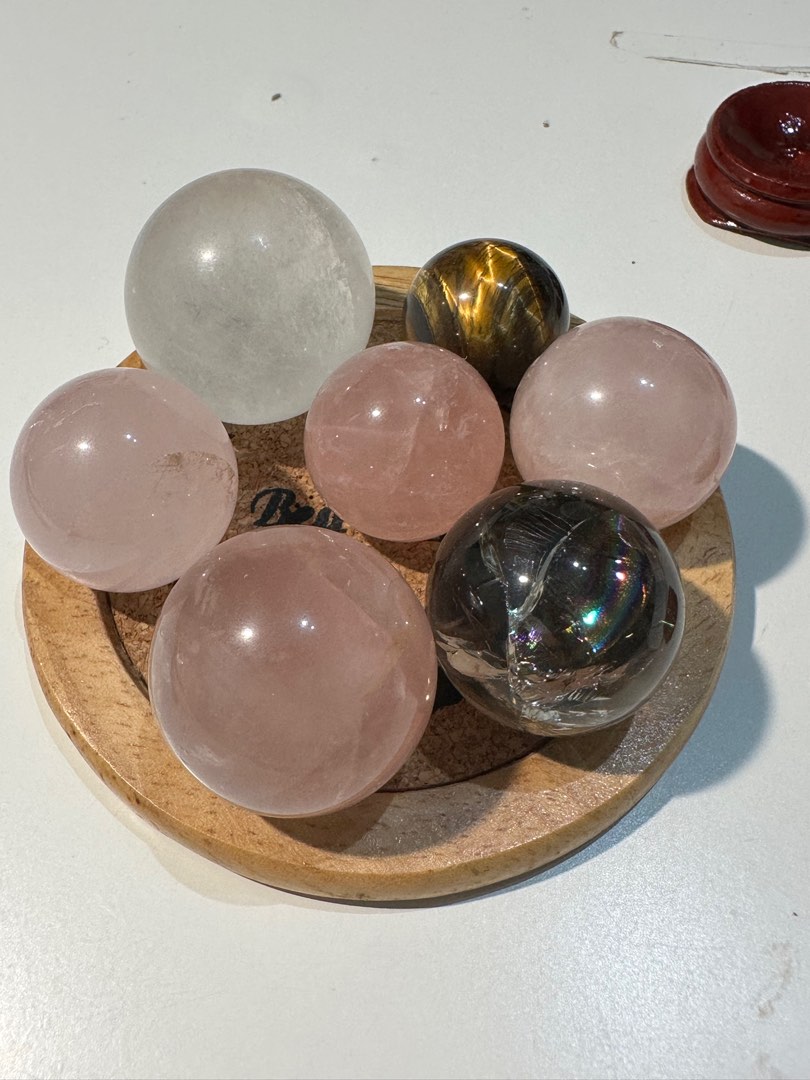 crystal spheres/balls (rose/smokeyquartz , tigerseye , calcite), Women ...