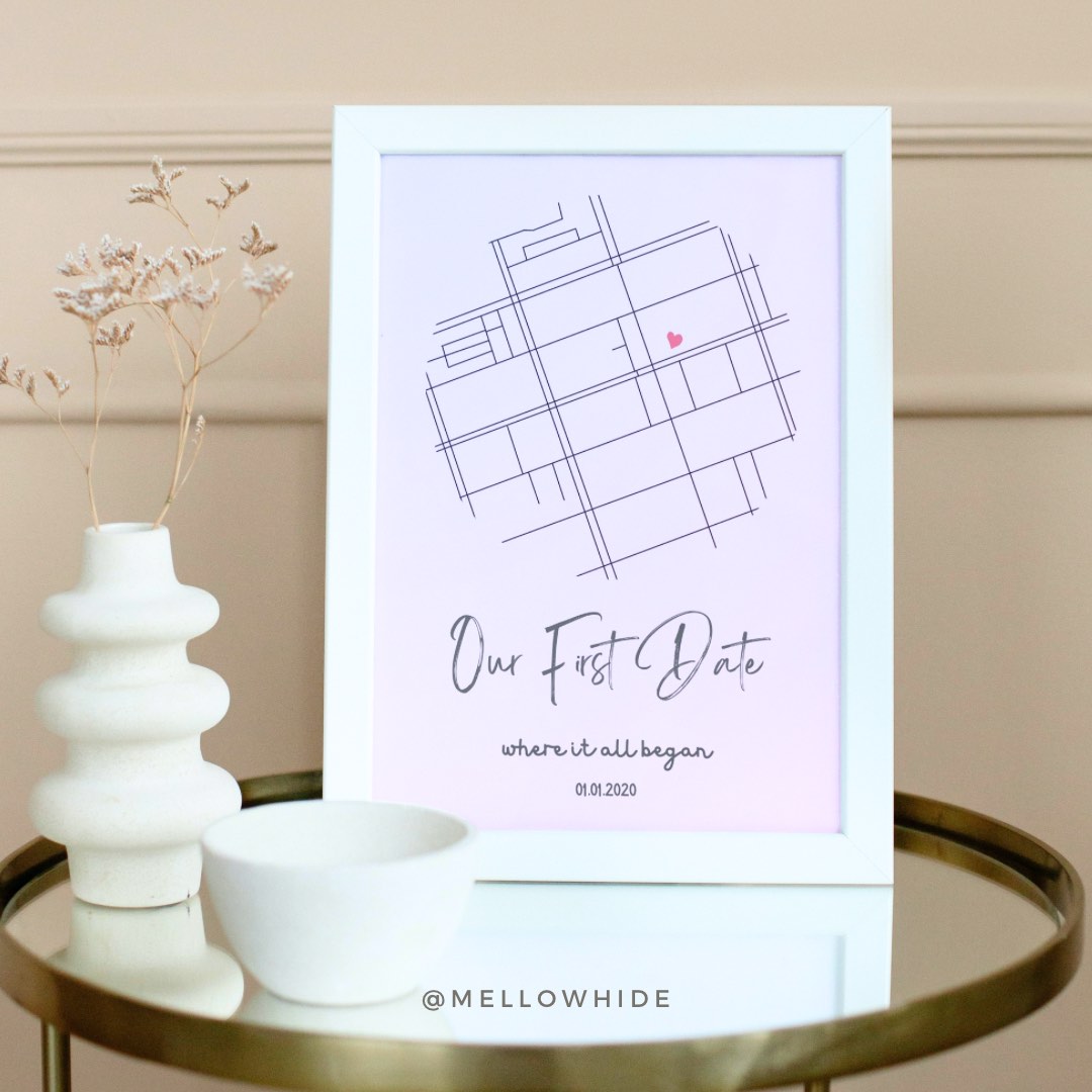 Custom First Date Map, Personalized Map Poster, First Home Map, Couple ...