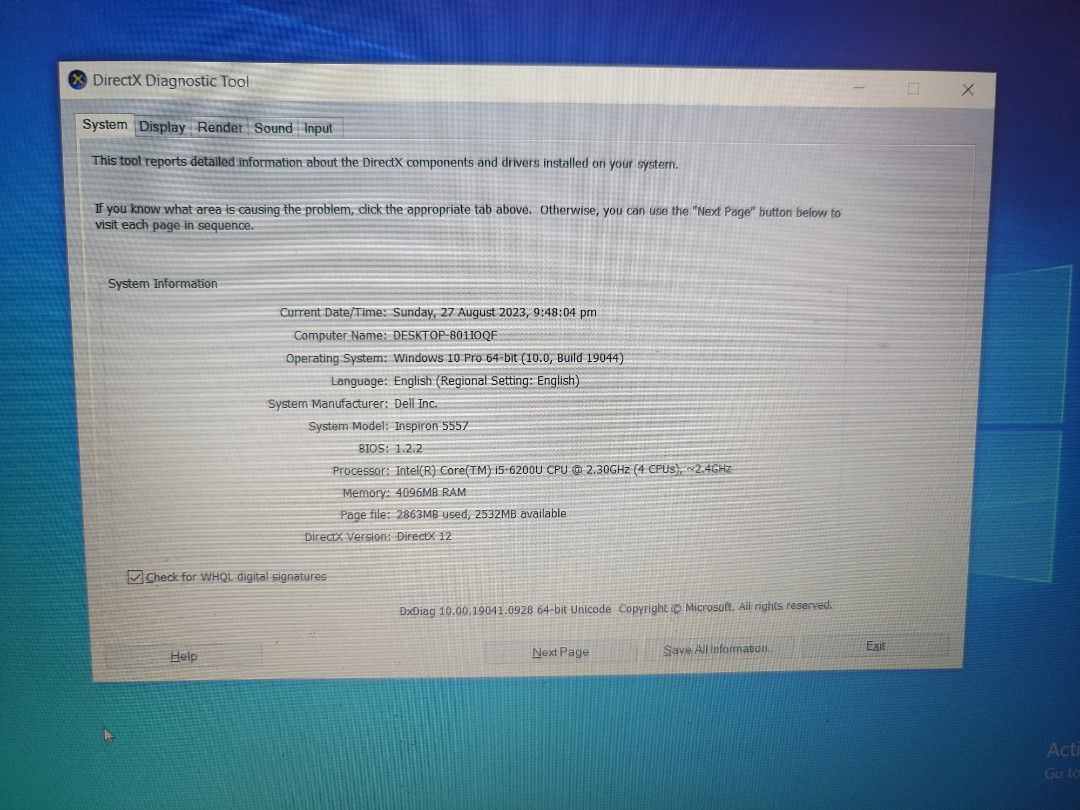 Dell Inspiron 5557 15.6" screen / i5-6th gen/ 4gb/ 256gb ssd / geforce ...