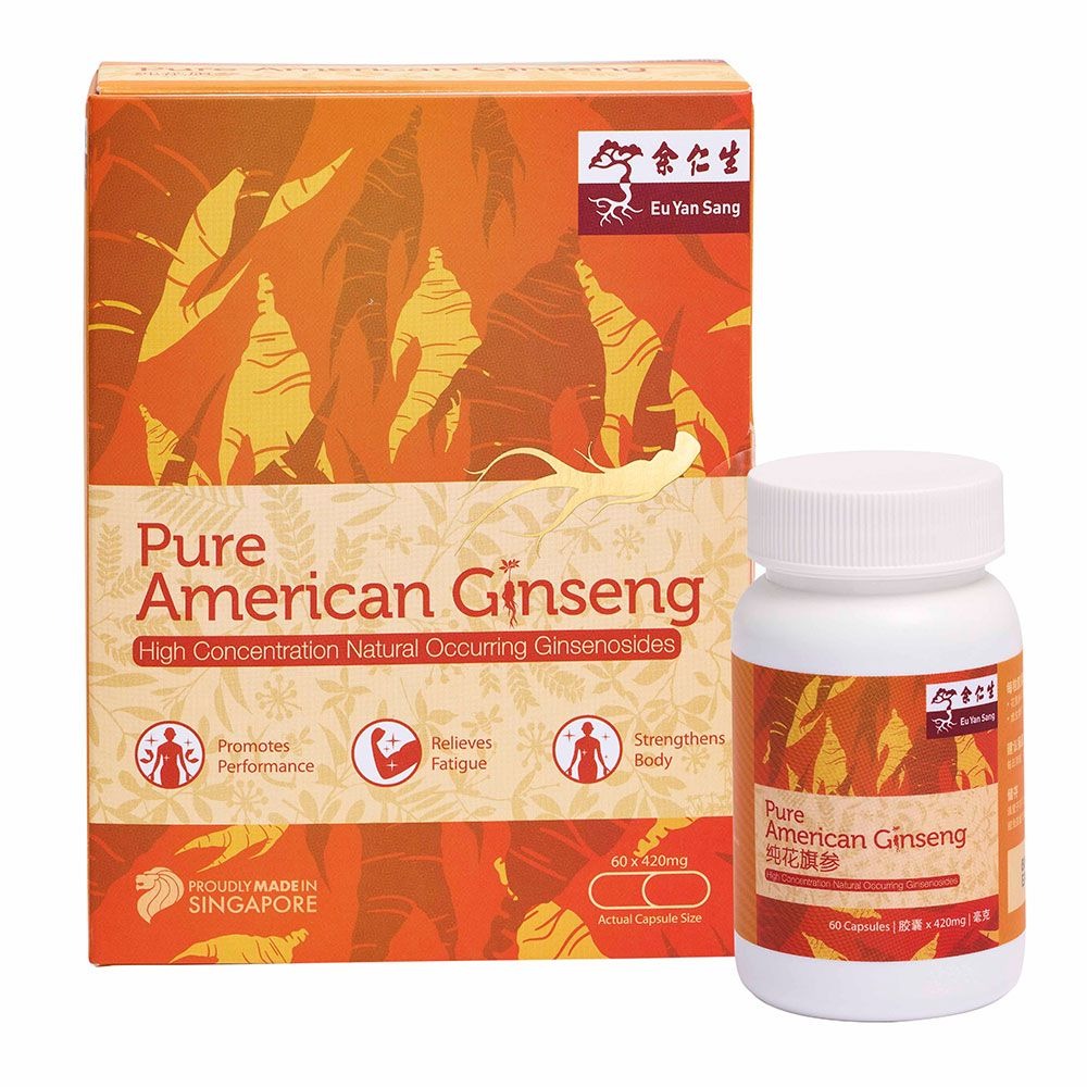 Eu Yan Sang Pure American Ginseng Capsules 60 Caps, Health & Nutrition, Health Supplements ...