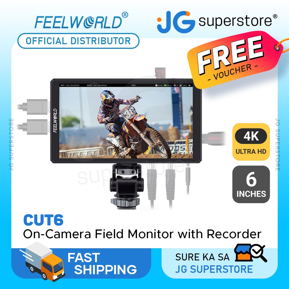 Feelworld CUT6 6" Screen Field On-Camera Monitor with Touchscreen ...