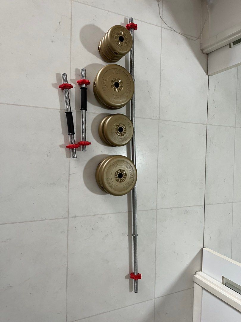 Genuine York Dumbell and Barbell set, Sports Equipment, Exercise ...