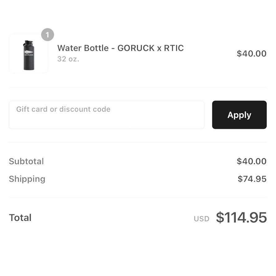 GORUCK X RTIC - Water Bottle 32oz, Furniture & Home Living, Kitchenware & Tableware, Water ...
