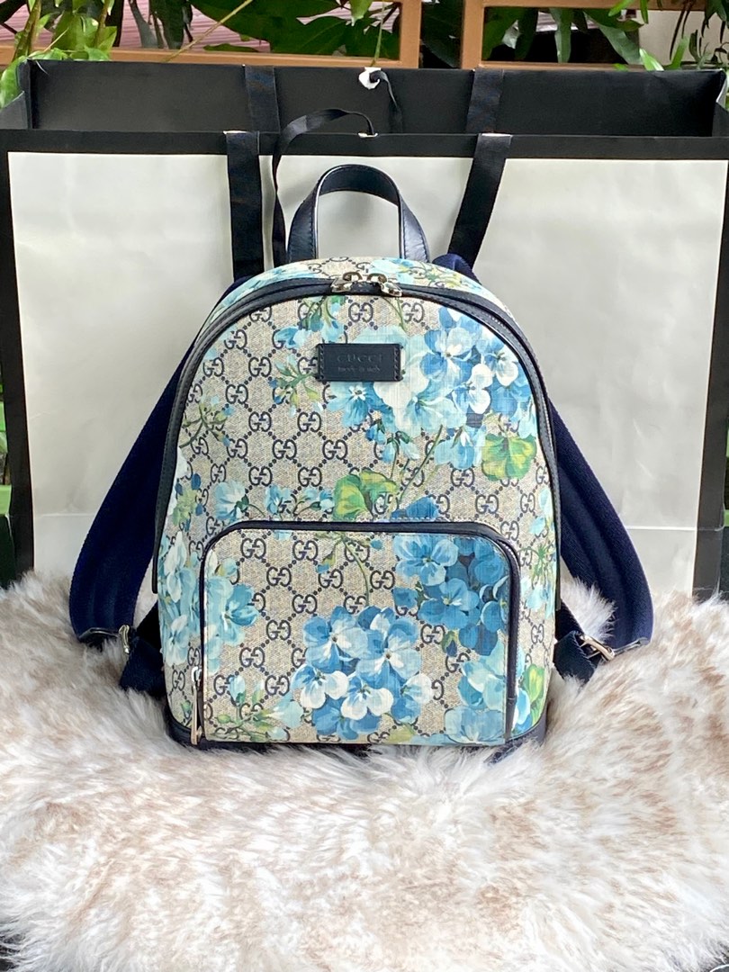 Gucci Bloom Gg Supreme Monogram Backpack Light Blue on Carousell