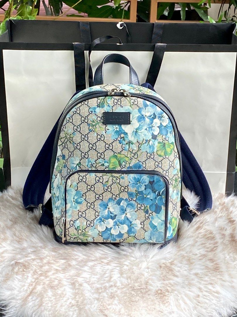 Gucci Bloom Gg Supreme Monogram Backpack Light Blue on Carousell