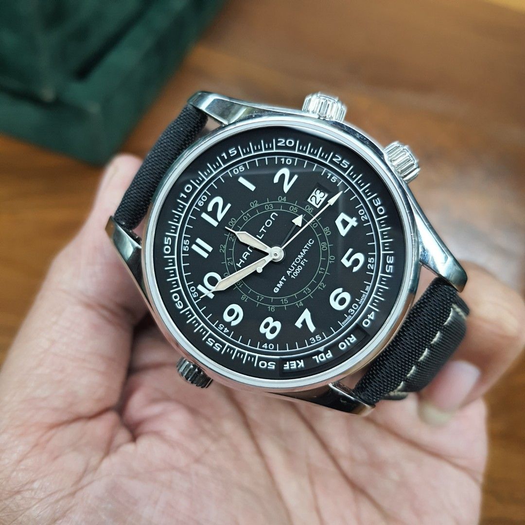 Hamilton khaki GMT full original, Fesyen Pria, Jam Tangan di Carousell