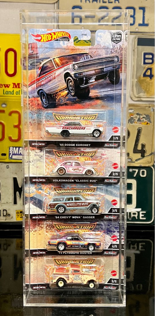 Hot Wheels Drag Strip Demons 5 car Set with Acrylic display case, 興趣及遊戲 ...