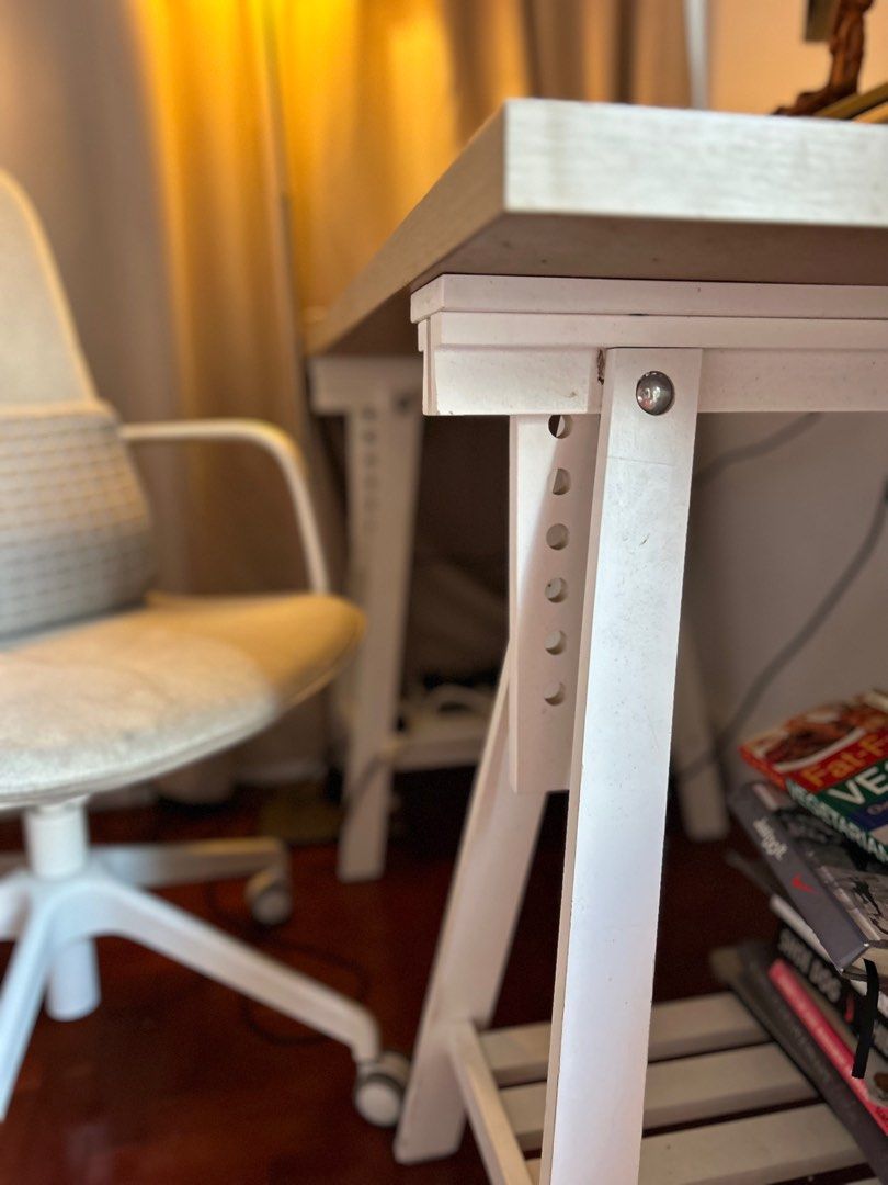 Ikea study/home office table + chair + monitor stand, Furniture & Home ...