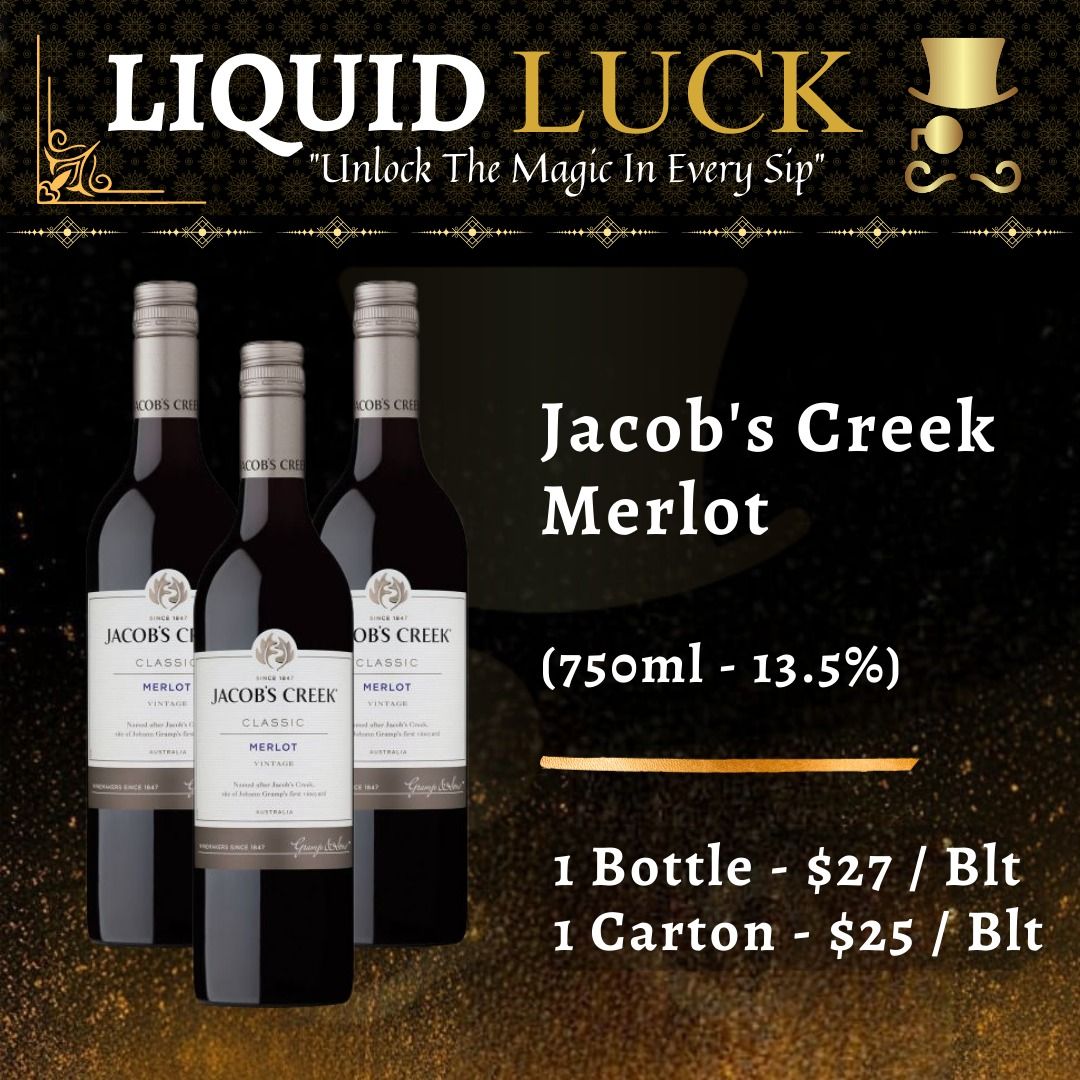 Jacob's Creek Merlot 750ml, Food & Drinks, Alcoholic Beverages on Carousell