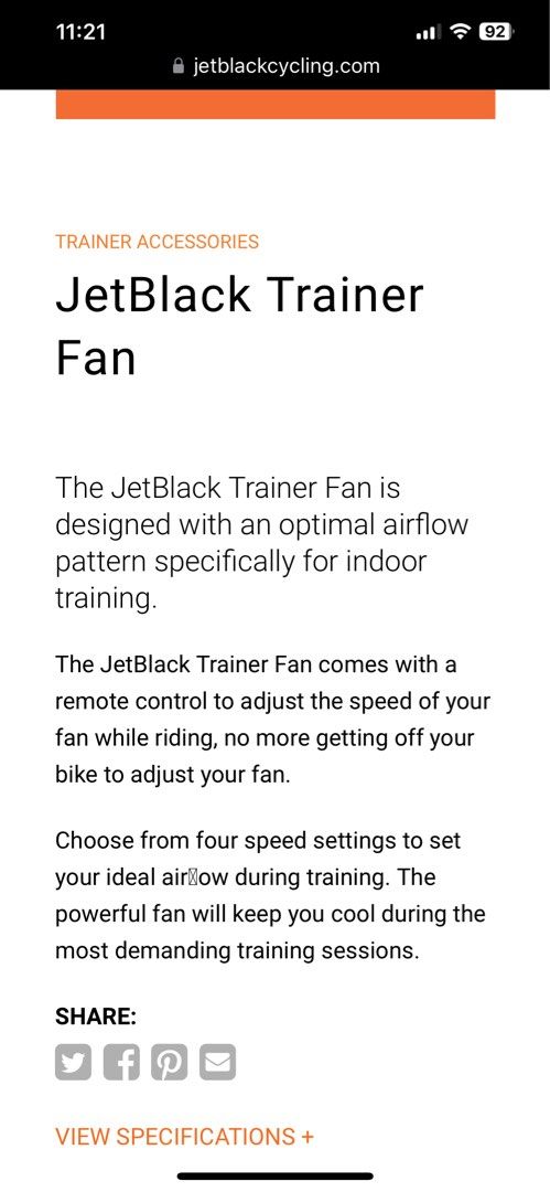 Ready stock - Jet black JetBlack Trainer Fan like wahoo headwind kickr ...