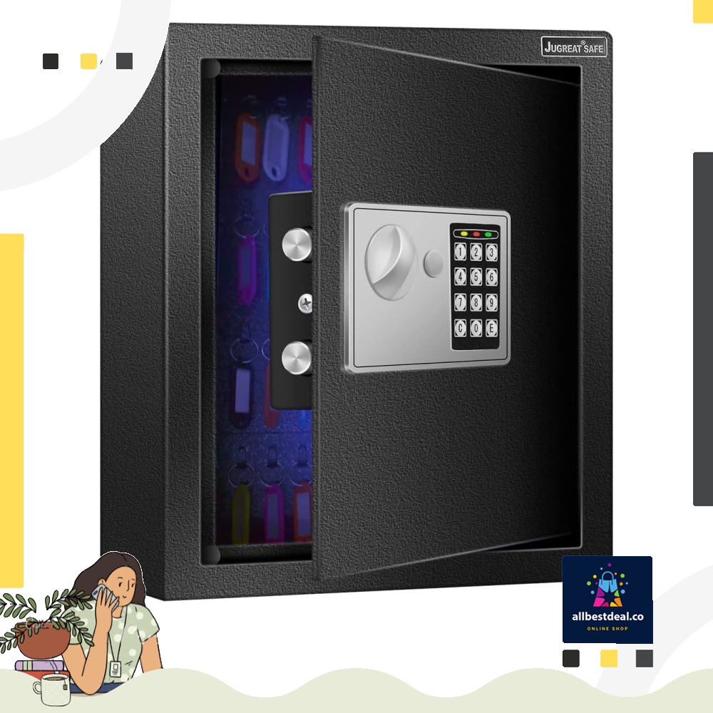 JUGREAT 80 Keys Cabinet Wall Safe with Induction Light,Electronic Key Safe,Pin Code Keyless ...