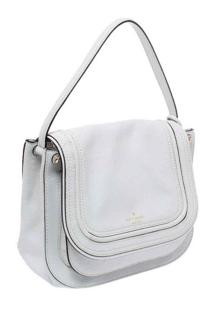 Kate Spade White Leather Tassel 2- way Flat Top Handle Bag Crossbody ...