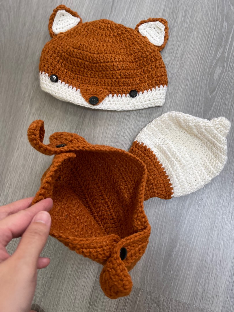 Knitted fox costume, Babies & Kids, Babies & Kids Fashion on Carousell