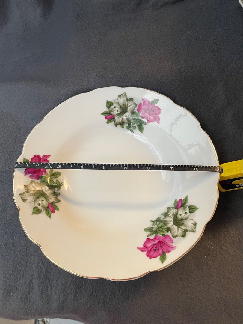 8 Large Bunga Kangkung gold rim deep plates (free 1 plate), Hobbies ...