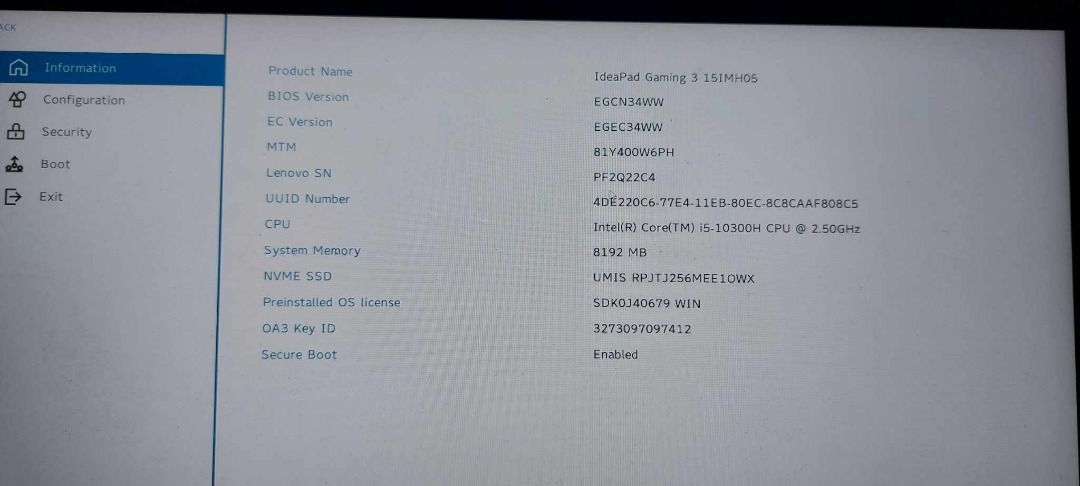 Lenovo Ideapad (Gaming Laptop) 81Y4 i5-10300H GTX 1650, Computers ...