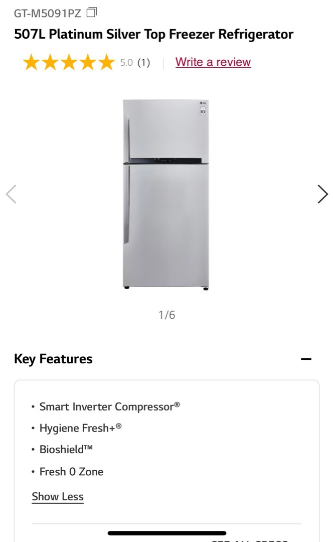LG Smart Inventer Compressor 507L Platinum Top Freezer refrigerator, TV ...