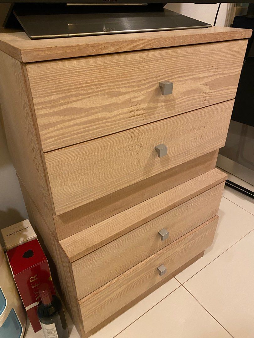 Light brown solid wood chest drawers, Furniture & Home Living ...