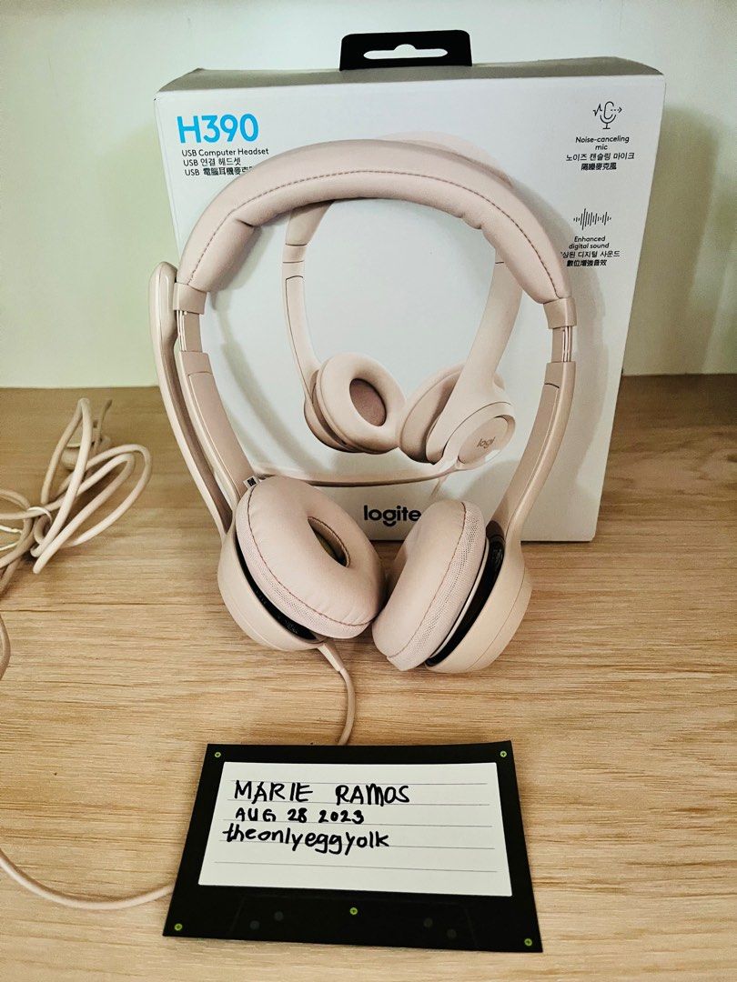 Logitech USB Headset H390 pastel pink rose on Carousell