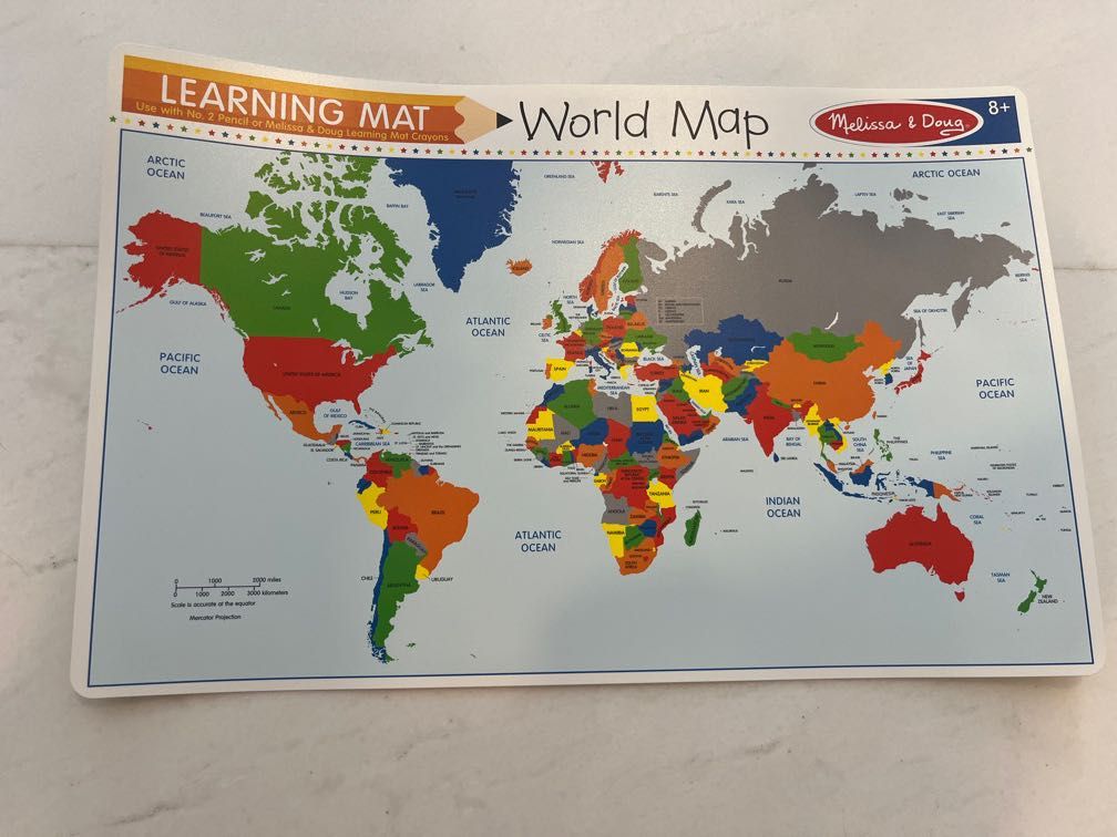Melissa & Doug world map learning mat, Hobbies & Toys, Toys & Games on ...