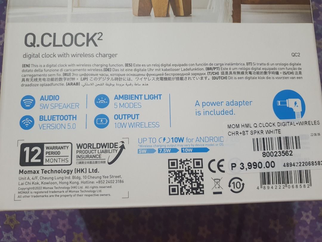 Momax Q.Clock 2 - Digital Clock / Bluetooth Power Speaker with Wireless ...