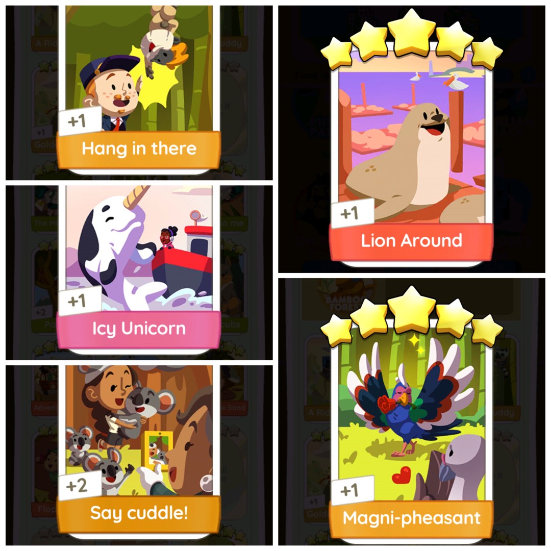 Monopoly Go 5 star Stickers - lion around, right at home, say cuddle ...