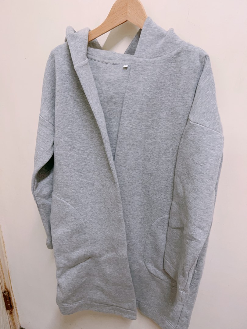 Muji 無印良品 L 灰色 棉質 大衣 外套 7成新 , 她的時尚, 外套、夾克、大衣在旋轉拍賣