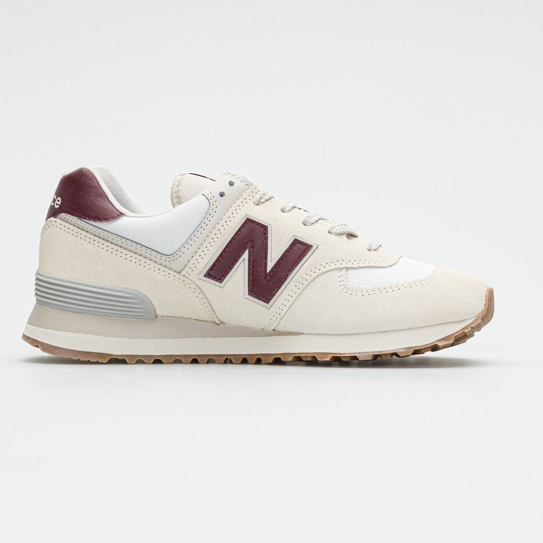 New Balance 574 Cream Maroon, Women's Fashion, Footwear, Sneakers on ...