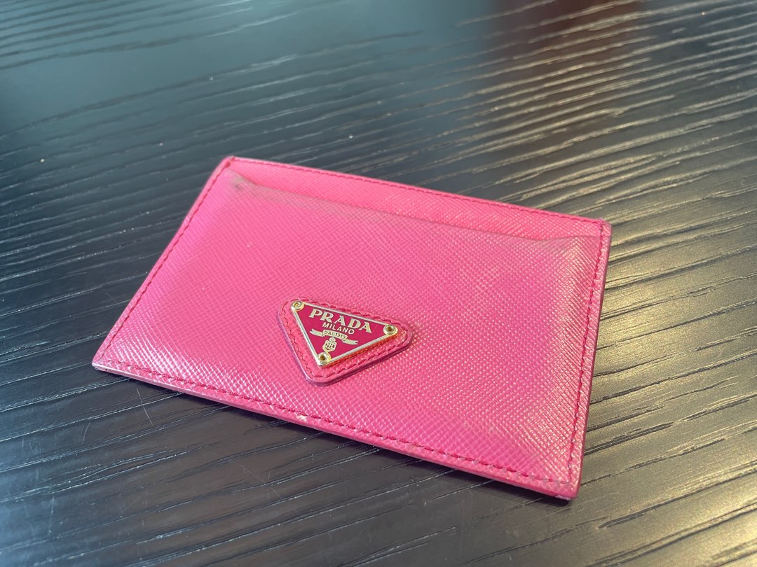 Prada Card Holder Pink, Luxury, Bags & Wallets on Carousell
