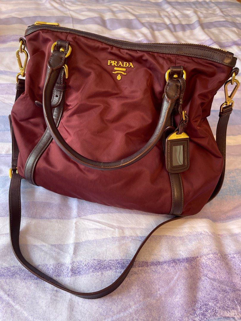 Prada two way nylon tote bag , gold hardware, Luxury, Bags & Wallets on ...