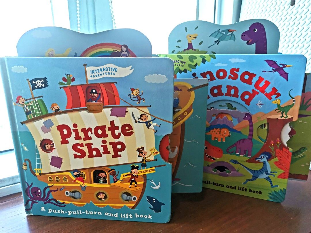 Lot of 3 Pull Out / Pop-up Children's Books Dinosaur Land and Pirate ...
